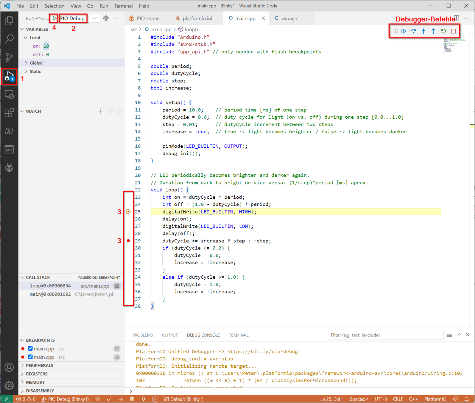 Arduino – Software development with Visual Studio Code and PlatformIO, Debugging – Peter ...